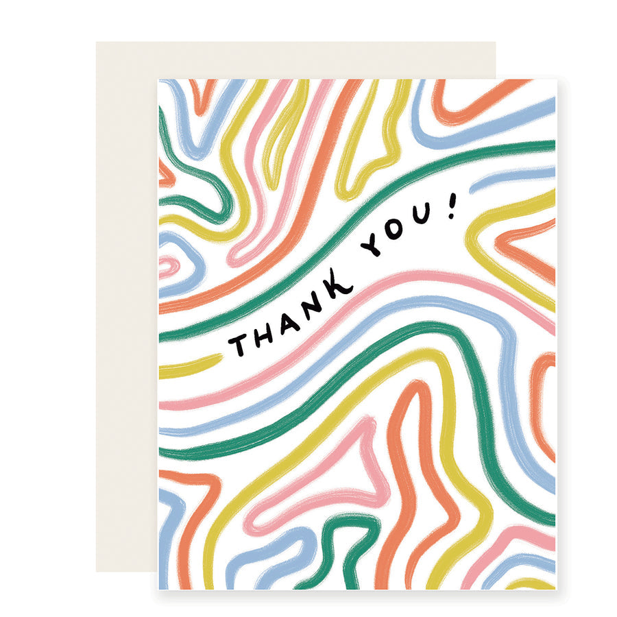 Bendy Lines Thank You Card – Red Pegasus